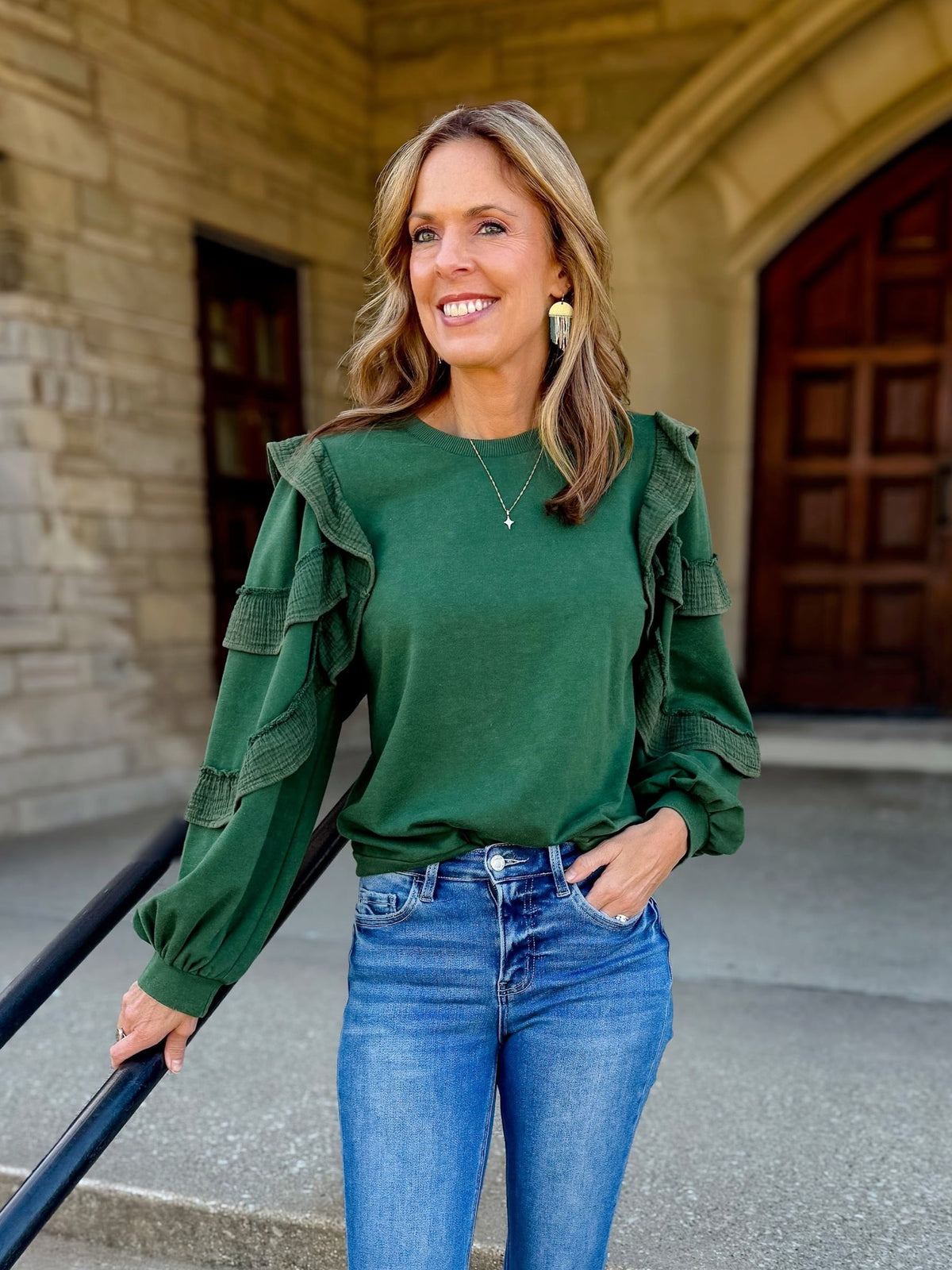 Alexa Washed Ruffle Top FINAL SALE — Emilia Gray