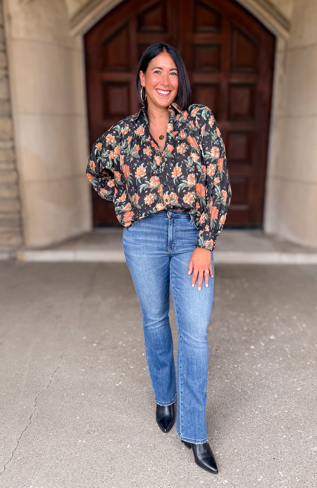 Christa Floral Button Top — Emilia Gray